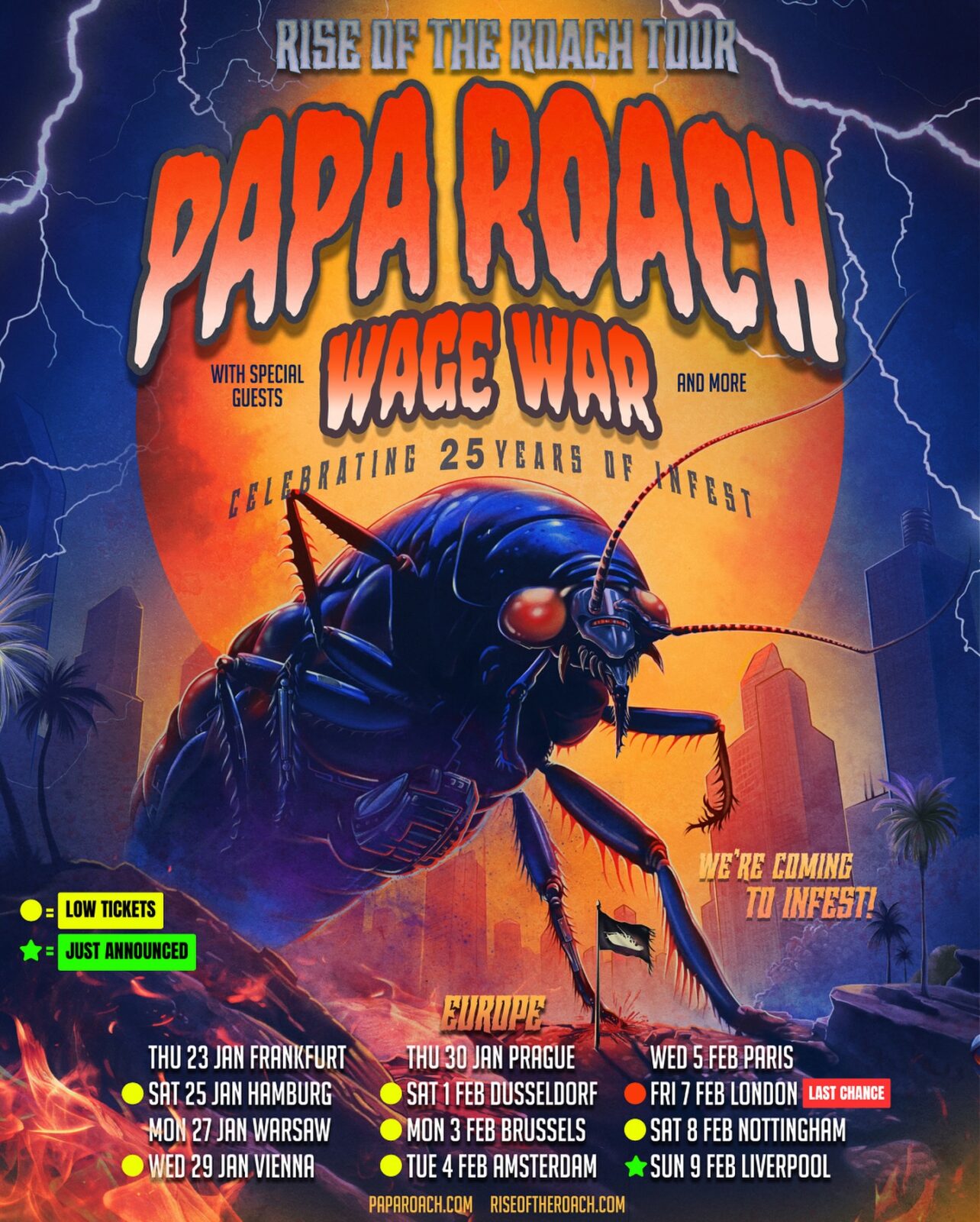 Papa Roach - Rise Of The Roach Tour 2025 - Tickets sichern